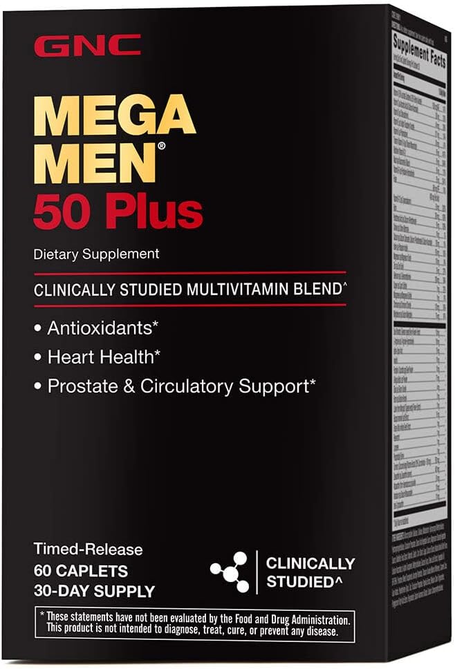 Amazon.com: GNC Mega Men 50 Plus Multivitamin Caplets, Clinically ...