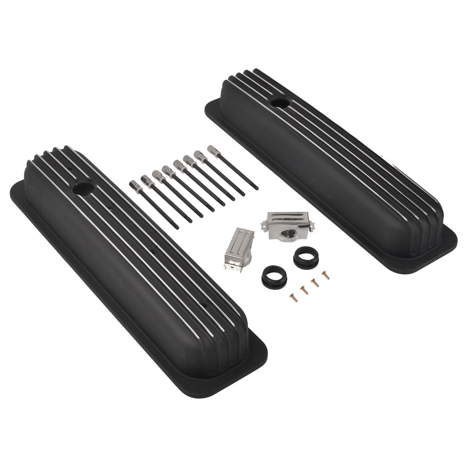Amazon.com: TBAPFS Black Valve Covers Short Style Finned Compatible ...