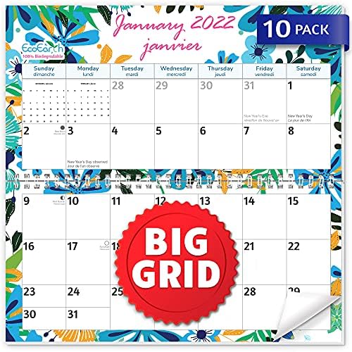 Canadian 18-Month Wall Calendar, 100% Biodegradable 11x17 Inch (Open ...