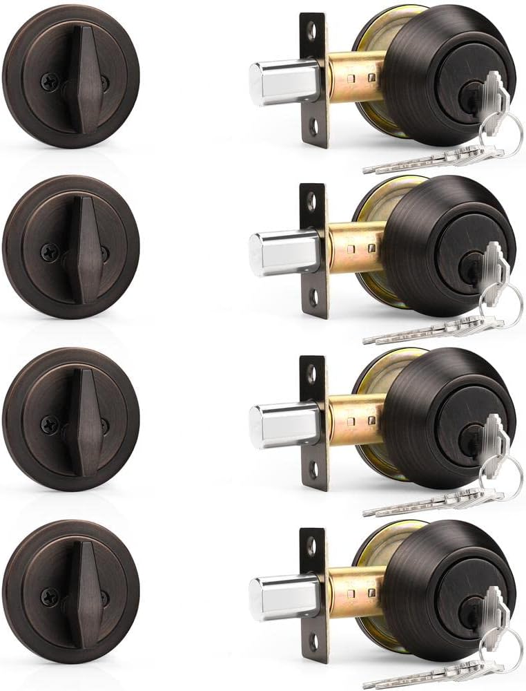 Probrico Keyed Alike Single Cylinder Deadbolts Oil Rubbed Bronze(Combo ...