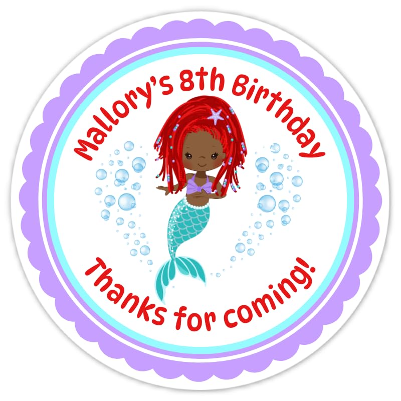 Amazon.com: 60 Sweet Mermaid Birthday Stickers, Mermaid with Dreds ...