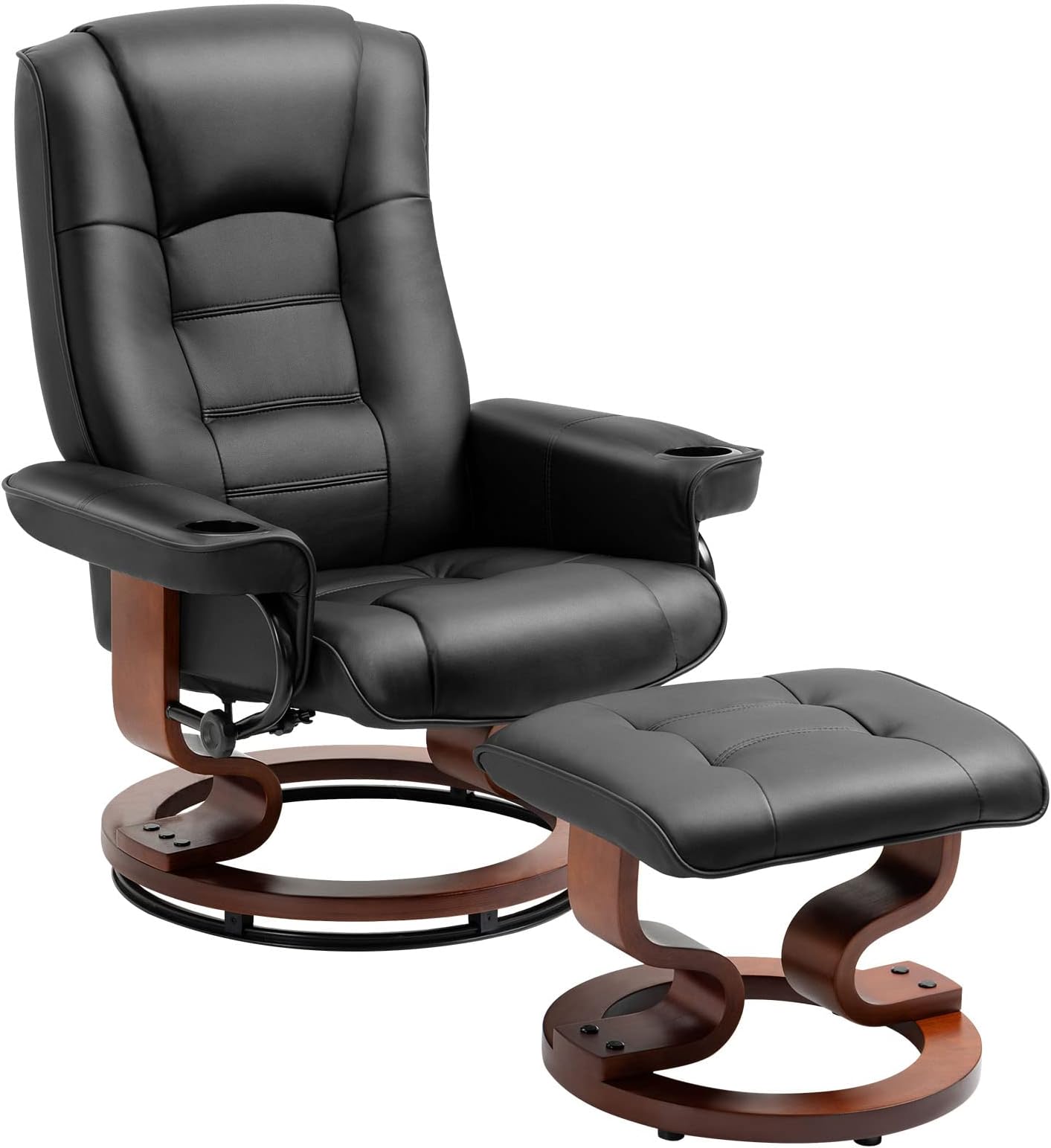 Amazon.com: wOod-it Silla reclinable giratoria con reposapiés otomano ...