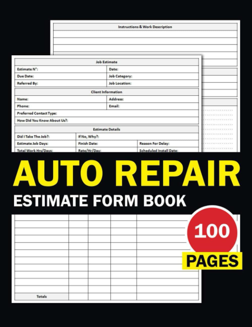 Auto Repair Estimate Form book: Auto Repair Estimate Sheets, Automotive ...