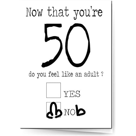 Rude 50th Birthday card, 50th Funny Birthday Card - 50 Fifty Now You're ...
