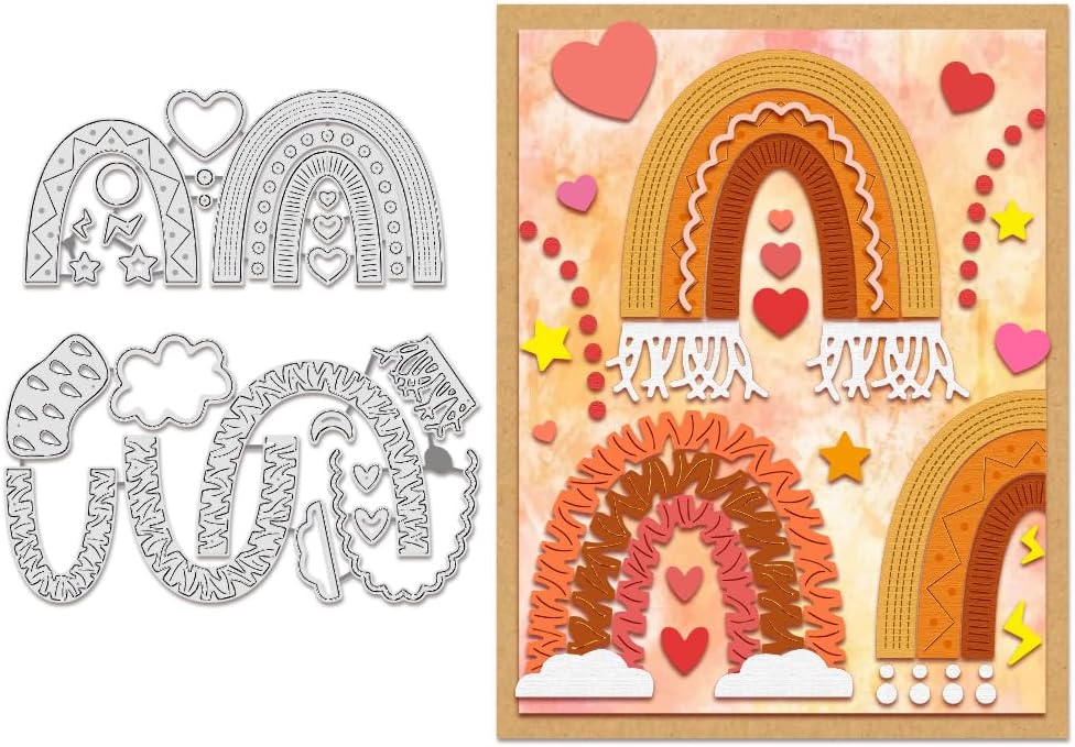Amazon.com: BENECREAT Boho Rainbow Cutting Dies Stencils, Tassels ...