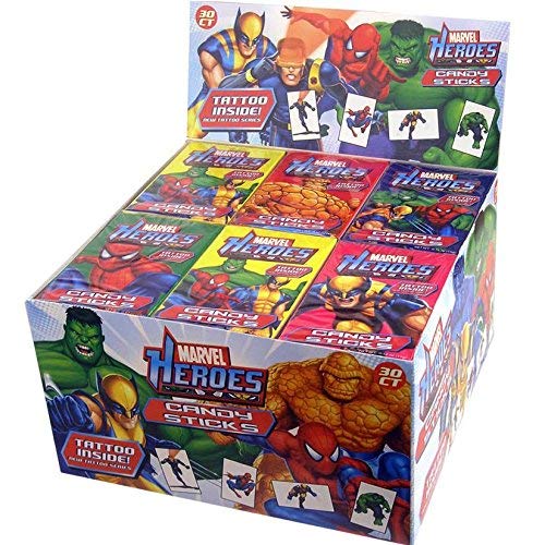 Buy Marvel Heroes Candy Sticks with Tattoos Inside - 30ct Online at ...