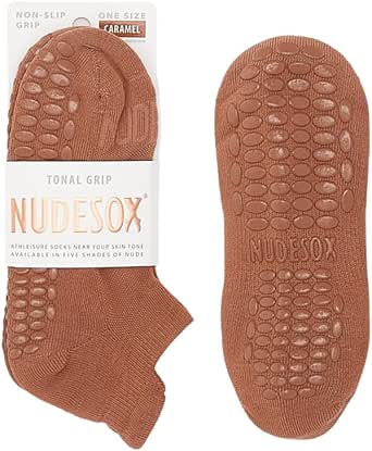 Amazon.com: Nudesox Grip Socks Womens No Show Skin Tone Socks - Caramel ...