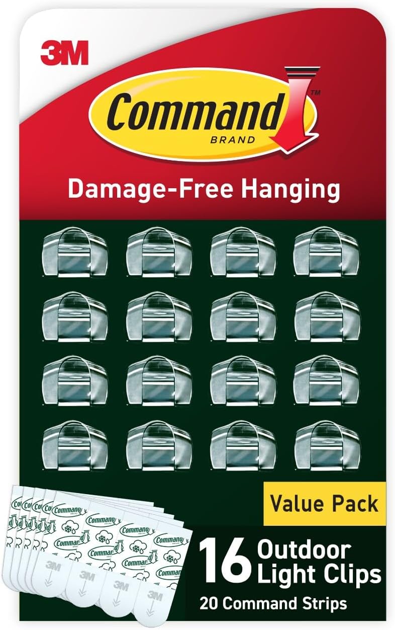 Amazon.com: Command Outdoor Light 4 Pack of 16 Clear Clips and 20 ...