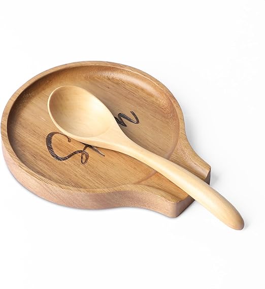 Amazon.com: LBEMEY Acacia Wood Spoon Rest For Stove Top- Smooth Round ...
