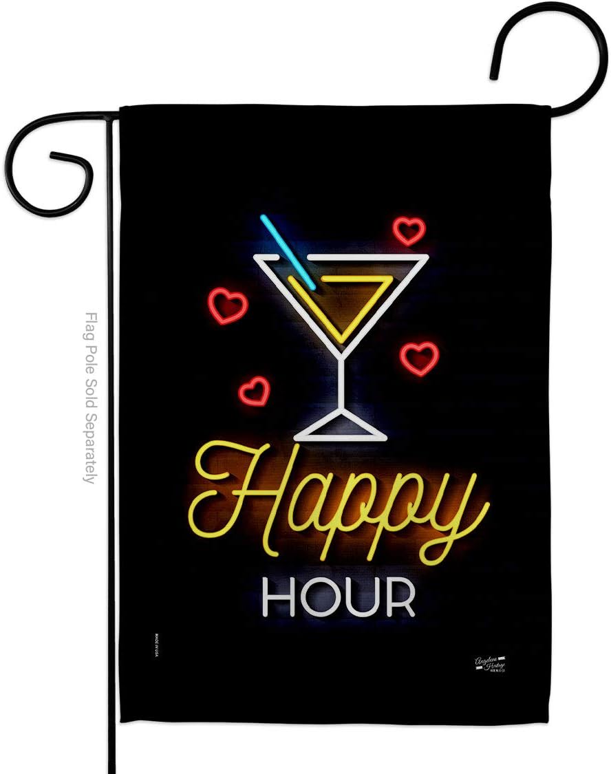 Amazon.com : Angeleno Heritage Neon Happy Hour Garden Flag Beverages ...