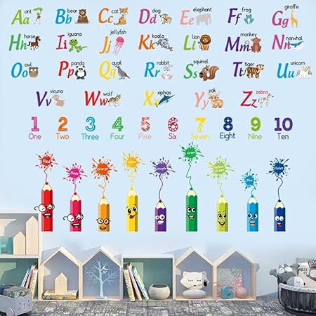 Amazon.com: Animal Alphabet Wall Decals ABC Stickers Alphabet Number ...