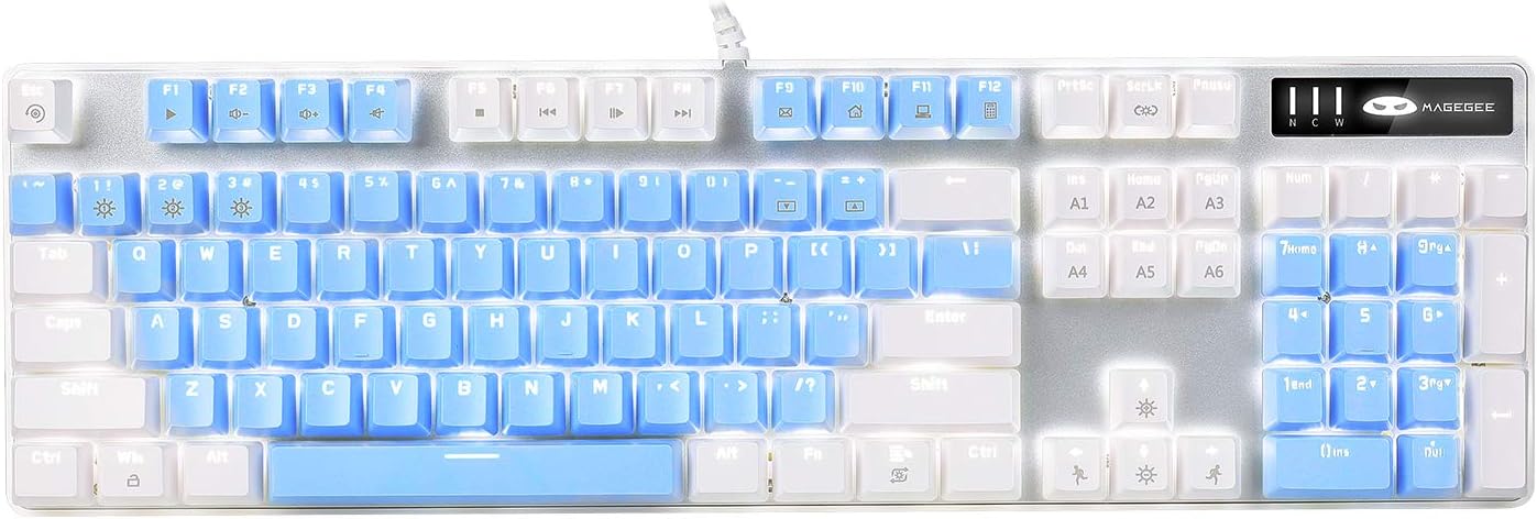 MageGee Mechanical Gaming Keyboard, New Upgraded 104 Keys White LED ...