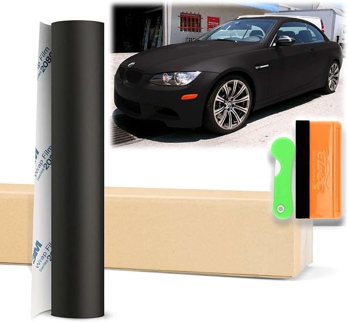 Amazon.com: 12"x60" (1FTx5FT) Matte Black Car Auto Vinyl Vehicle Wrap ...