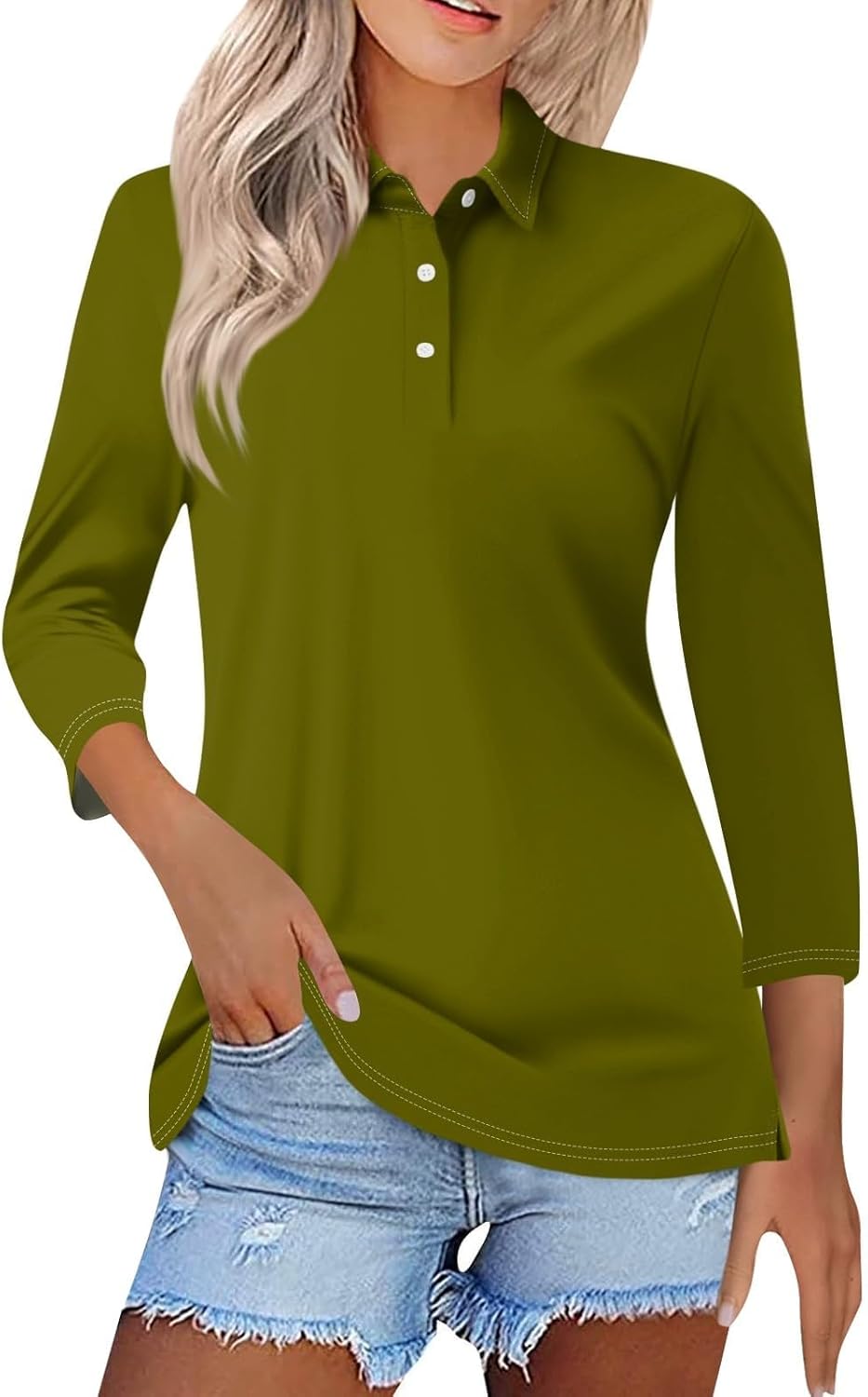 Business Casual Tops for Women Womens 3/4 Sleeve V Neck Tunic Tops ...