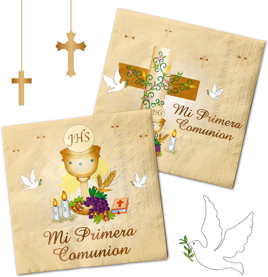 First Communion Napkins-40Pcs Mi Primera Comunion Disposable Paper ...