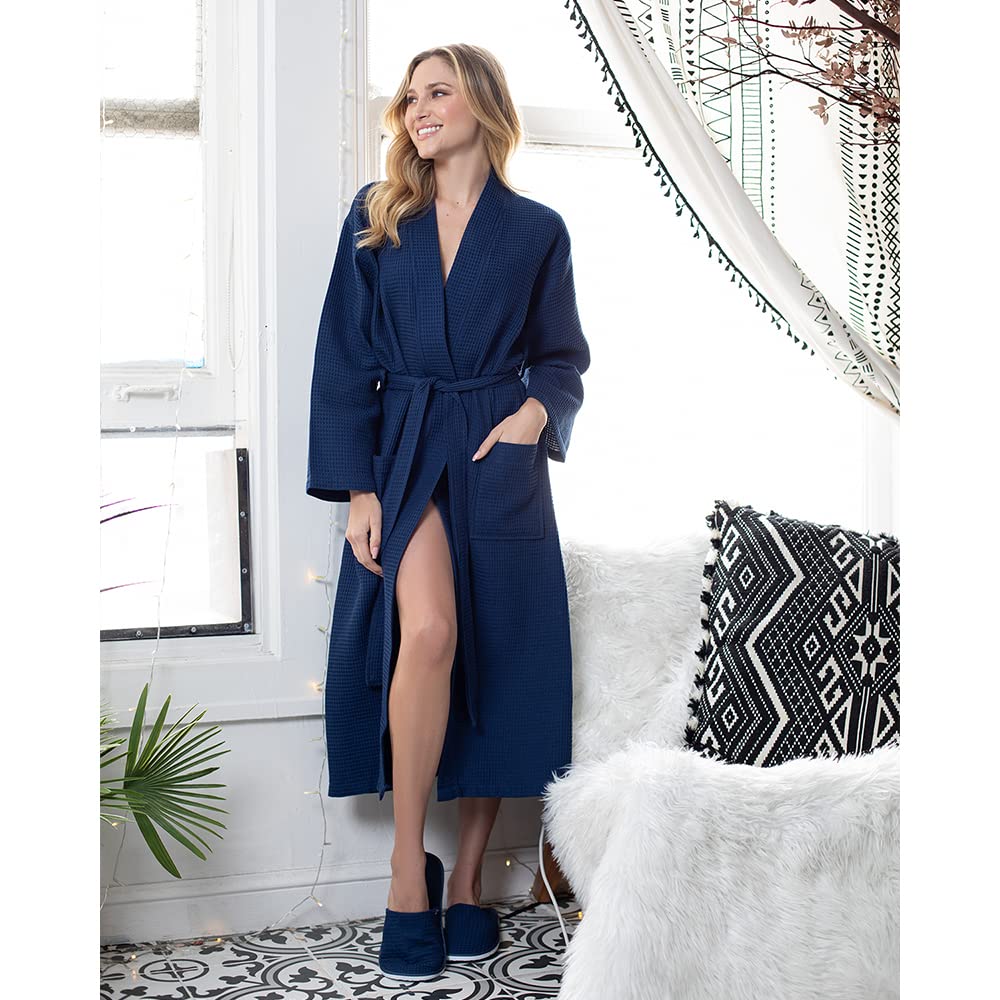 Snapklik.com : Lotus Linen Womens Lightweight Waffle Weave Robes- Long ...