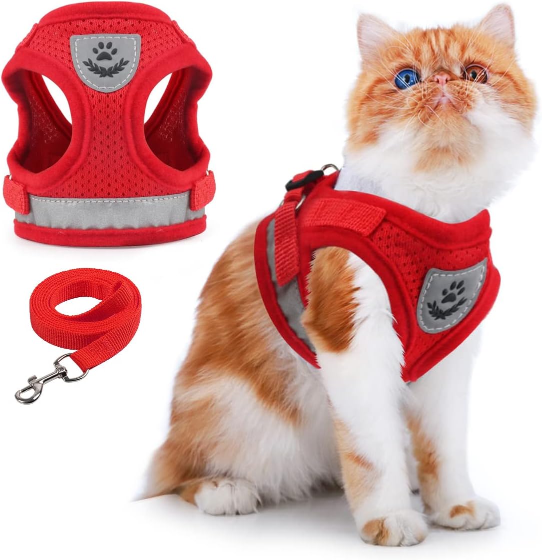 Idepet Cat Harness and Leash for Walking Adjustable Soft Mesh Vest ...