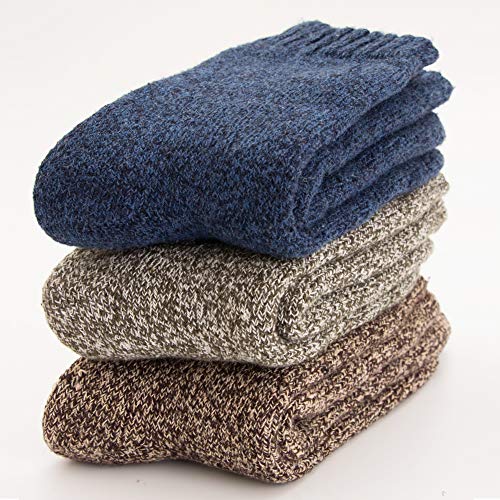 Mens Heavy Thick Wool Socks - Soft Cozy Warm Comfort Knit Winter Crew ...