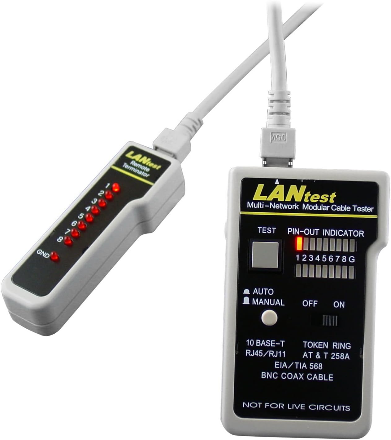SECOMP LANTEST Multinetwork Kabeltester BNC/RJ45 LED-Display: Amazon.de ...