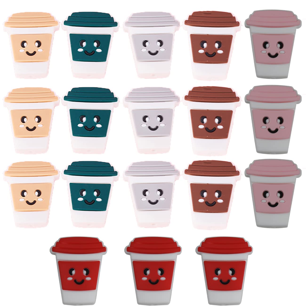 Amazon.com: Decoendiy 18Pcs Cartoon Coffee Cup Beads, Silicone Print ...