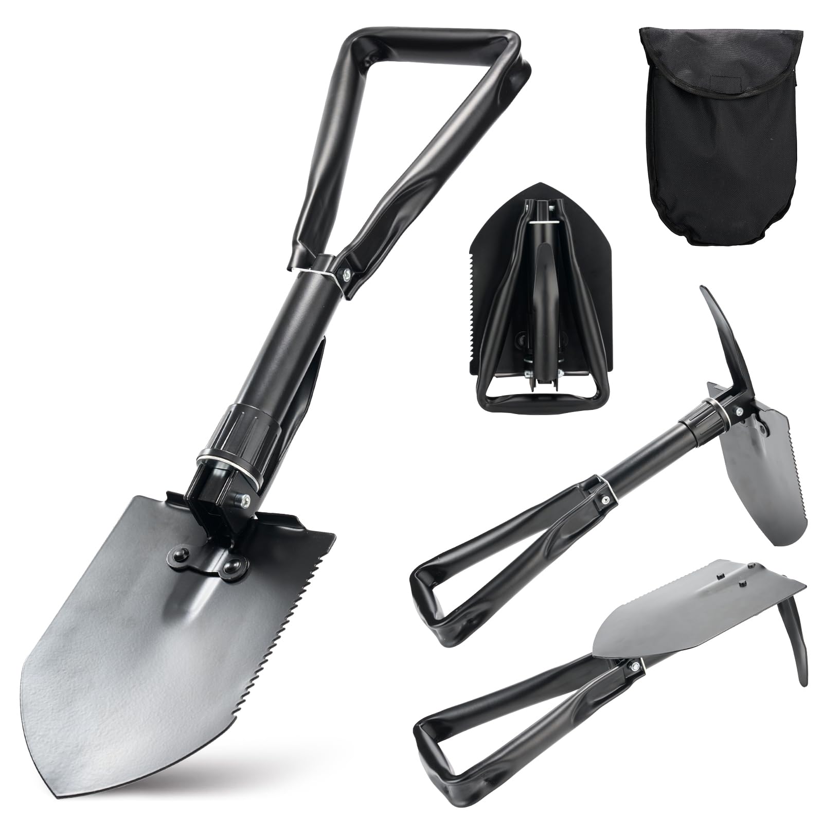 Camping Shovel 18 IN, 46 CM Folding Shovel with Saw Edge, Foldable ...