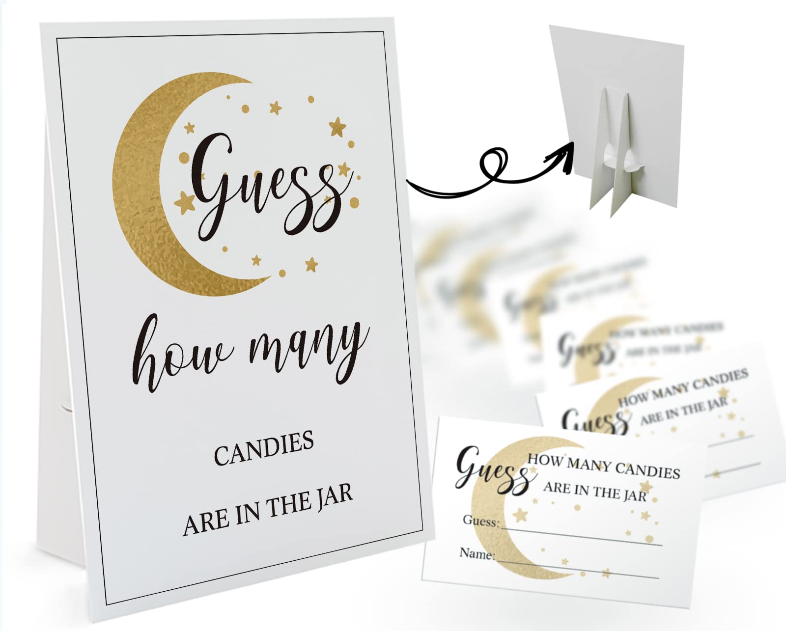 Amazon.com: Candy Guessing Game Cards-1 Sign 8x11" and 50 Cards, Golden ...