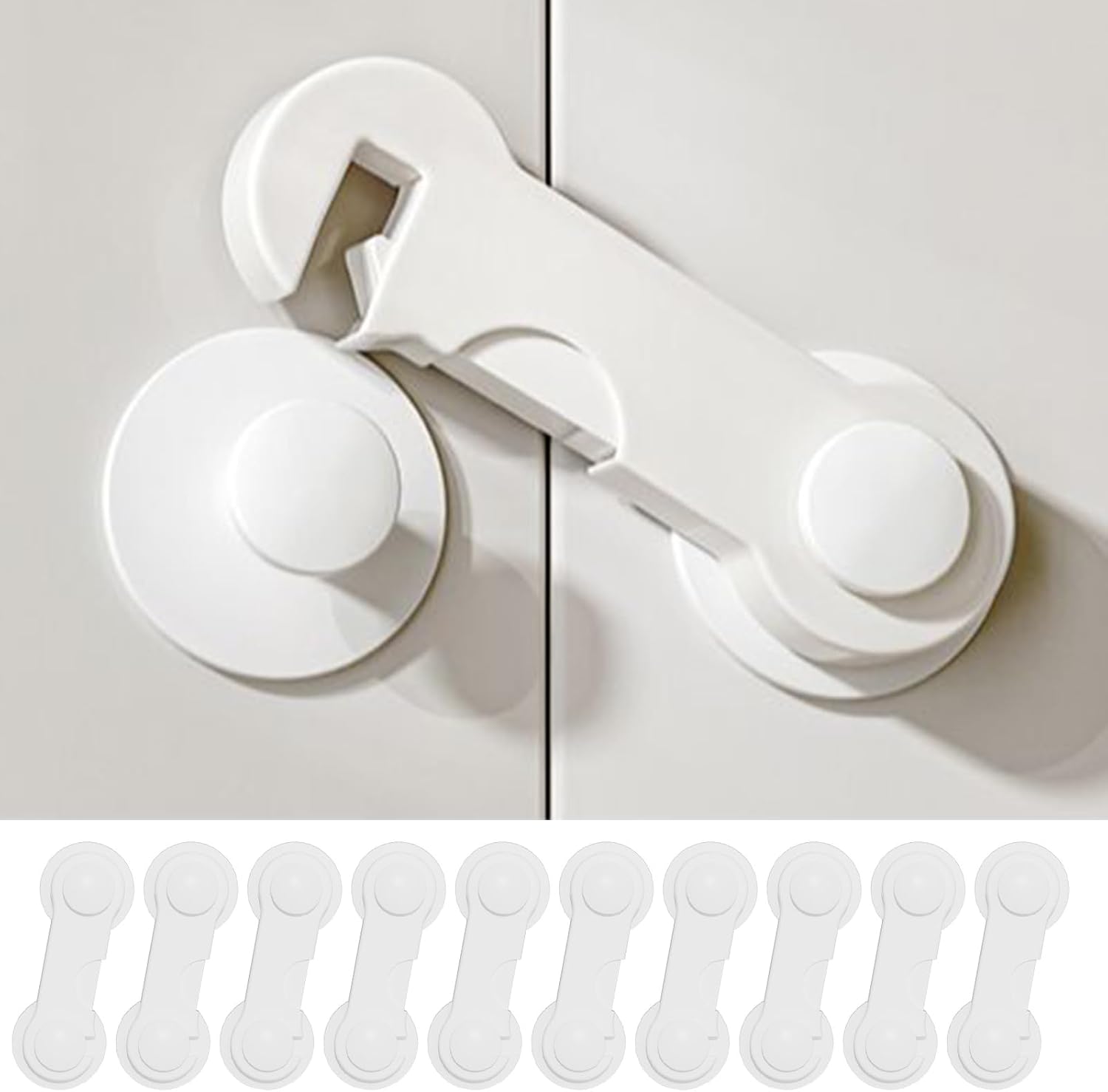 10 Pack Child Locks for Cabinets, White Baby Proof Cabinet Lock Child ...
