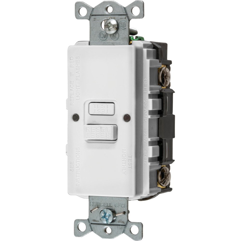 Hubbell-Wiring GFBFST20W Commercial Grade Standard GFCI Receptacle 20 ...