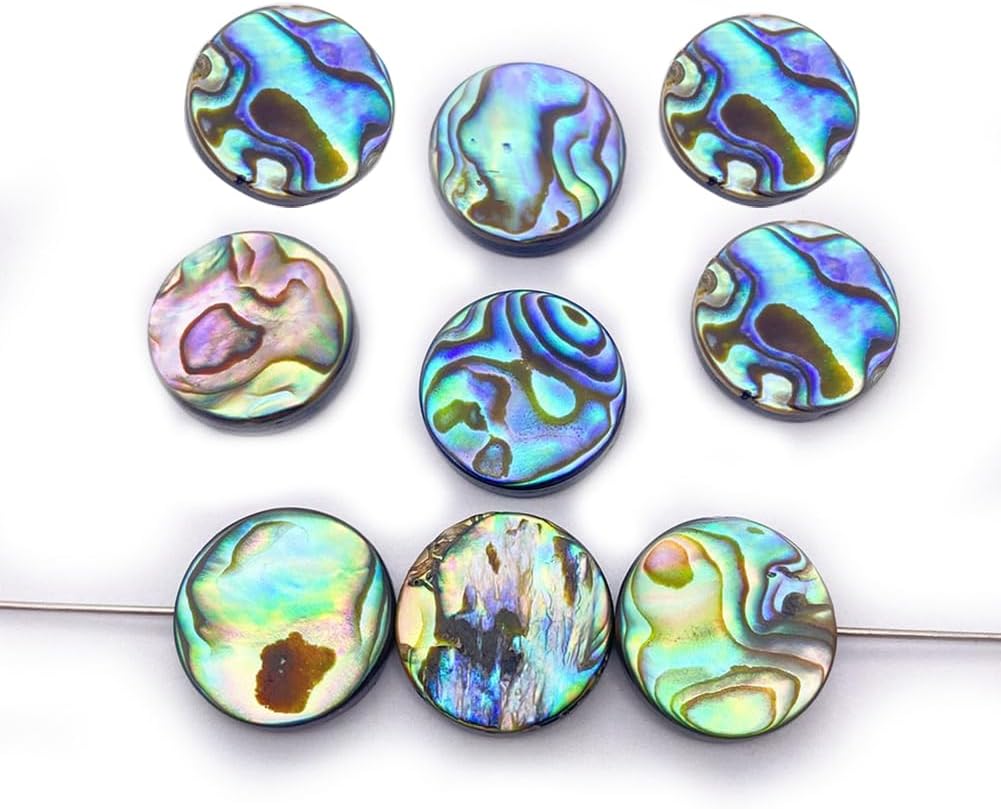 Amazon.com: 20PCS Round Beads Abalone Shell Beads Natural Abalone Flat ...