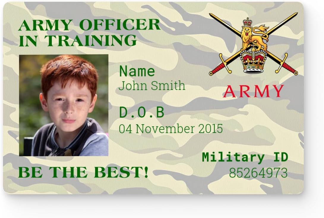 Future Soldier Army Officer In Training ID Card for Kids – Personalised ...