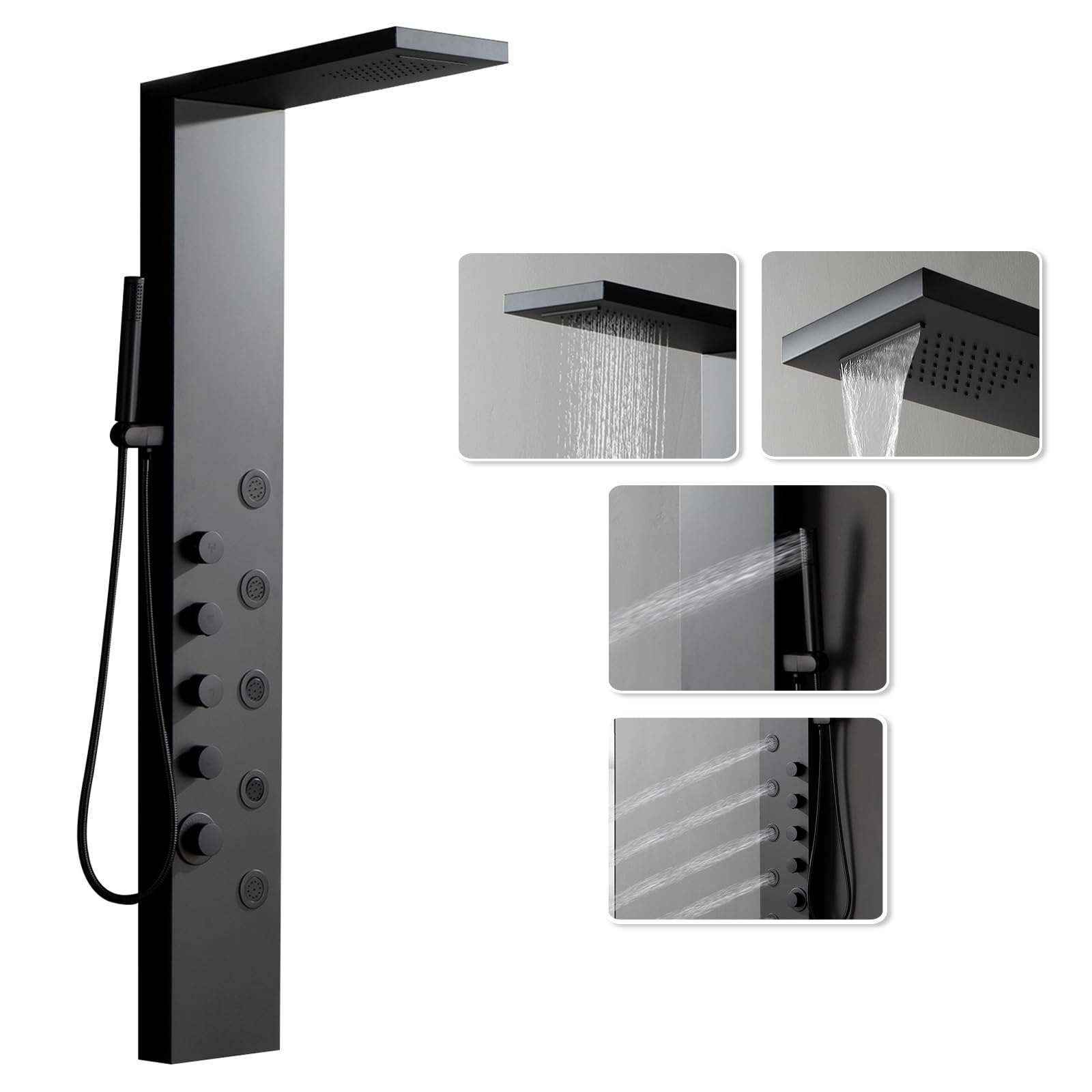 BATHLAVISH Matte Black Bathroom Shower Tower, 304 Stainless Steel ...
