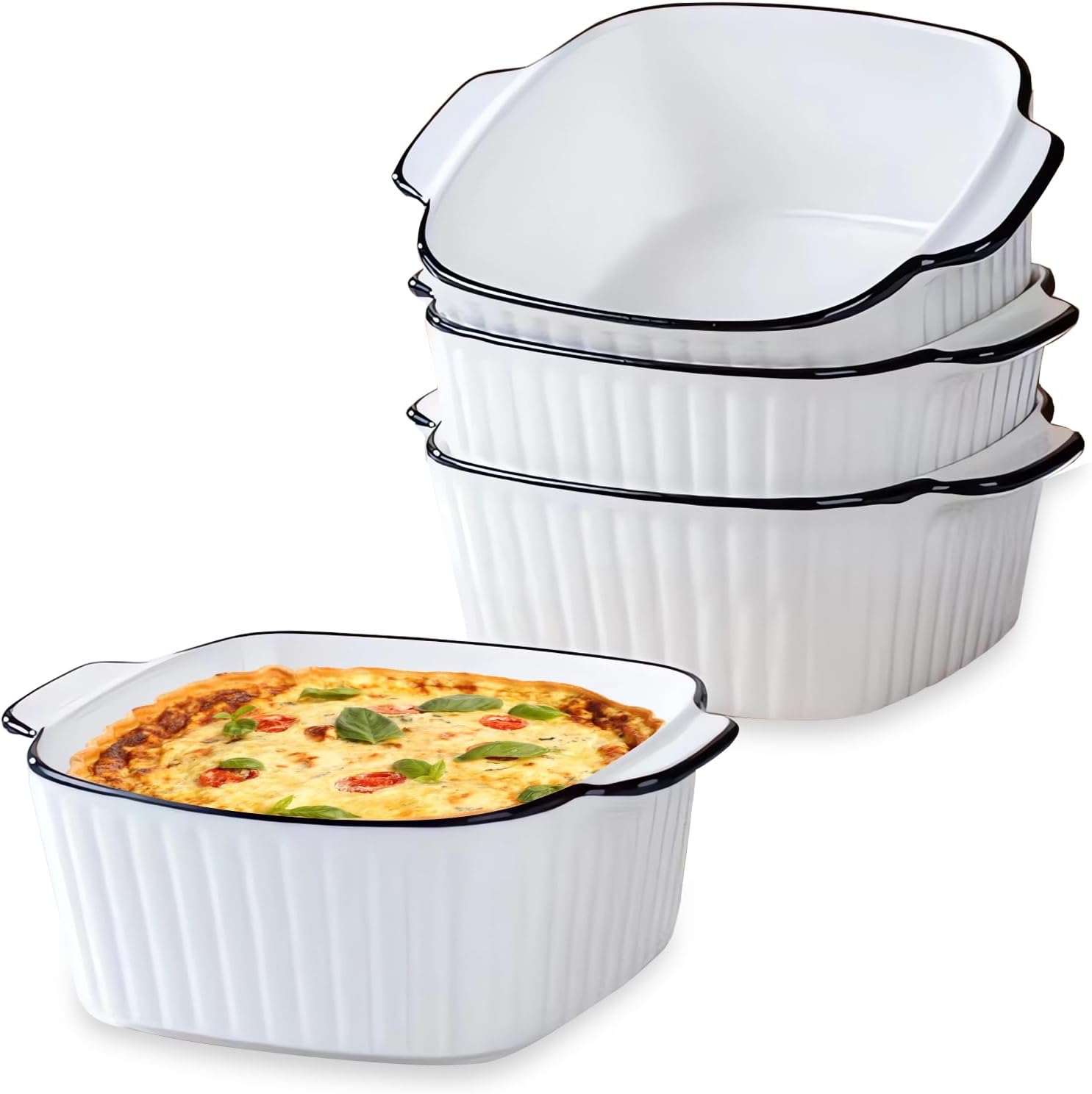 Amazon.com: Ieblica 13oz Ceramic Baking Dish 4 Pack Small Mini Baking ...