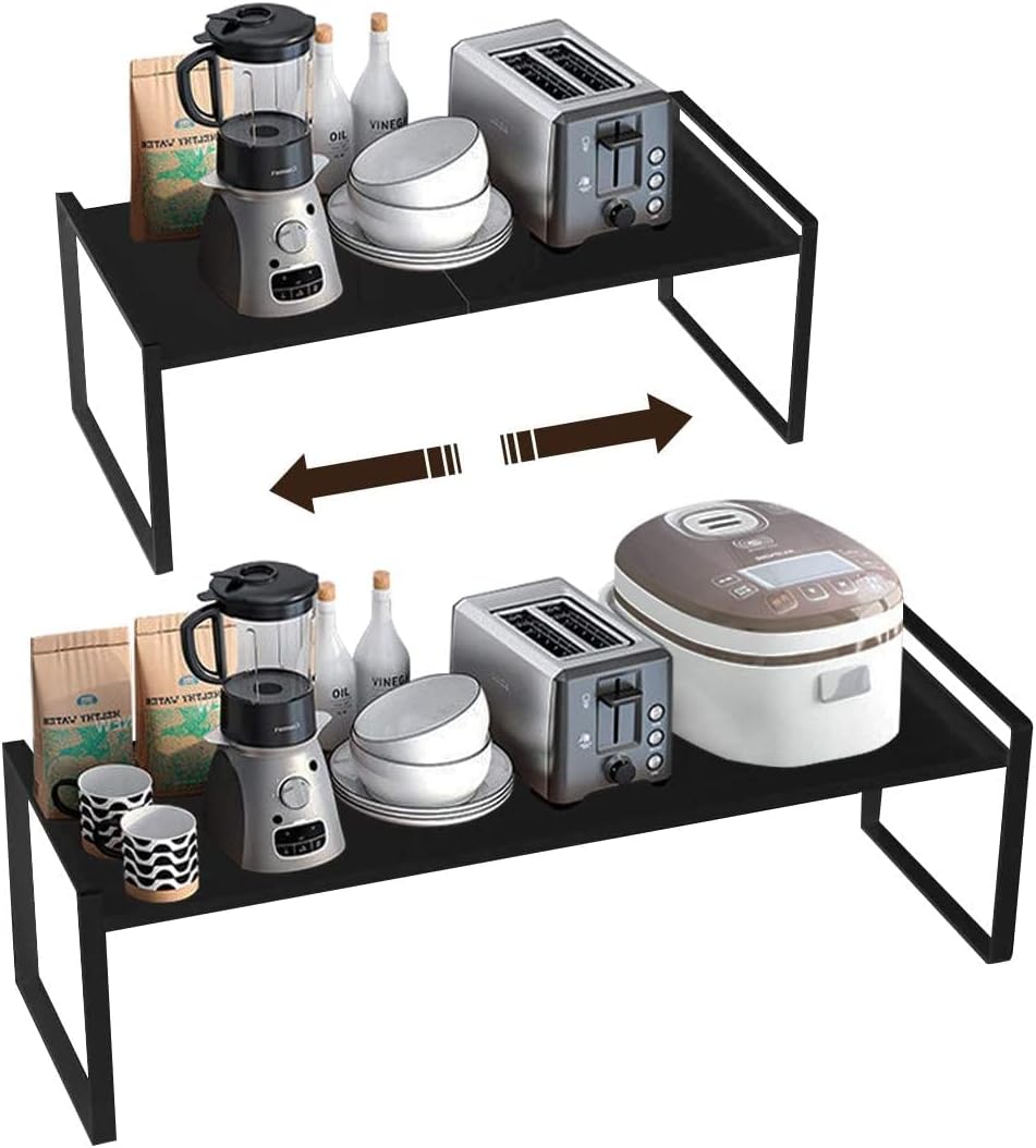 Expandable Kitchen Cabinet and Countertop Shelf Organizer Adjustable ...