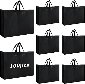 Amazon.com: Amylove 100 Pieces Plastic Bags with Handles Large Tote Bag ...