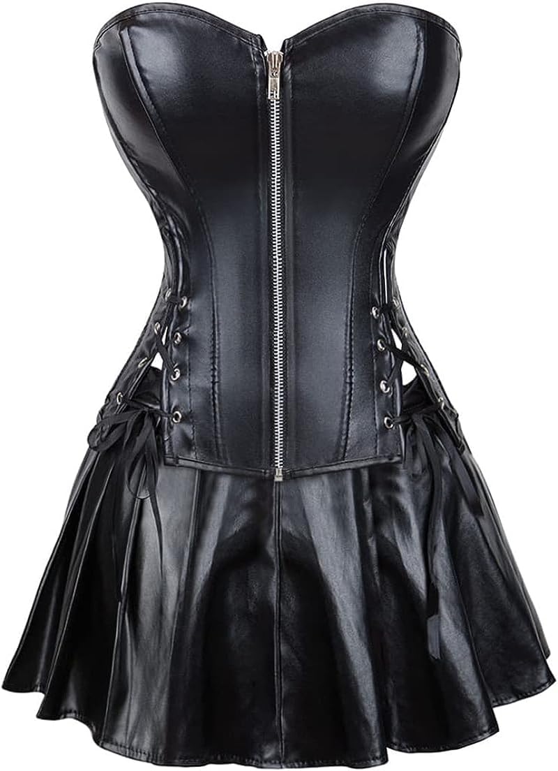 Amazon.com: DKCHENH Women's Punk Rock Faux Leather Steampunk Corset ...