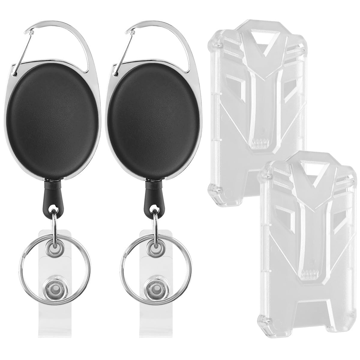 Amazon.com : 2 Pack Hard Plastic ID Badge Holder with Retractable ...