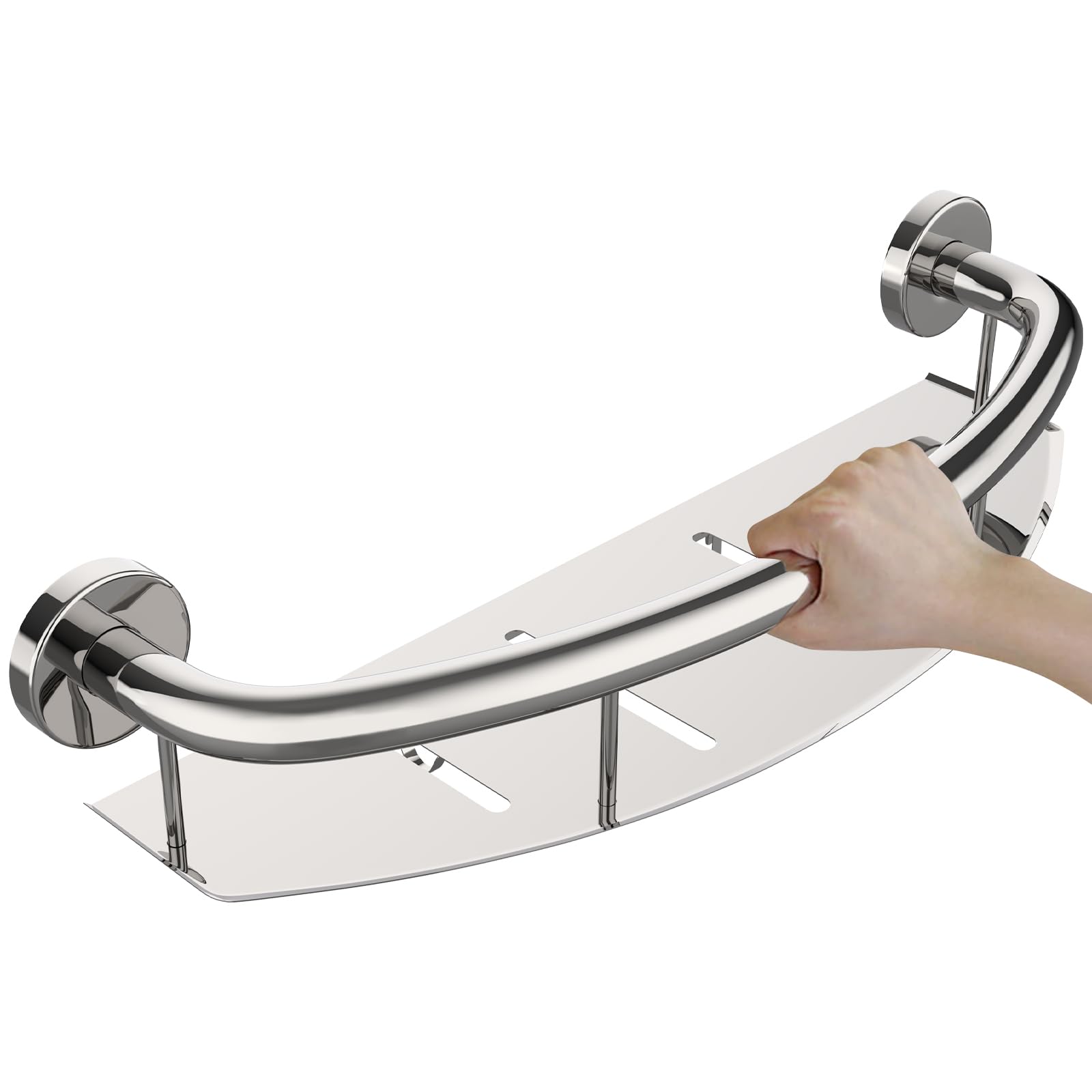 Amazon.com: Polished Chrome 18-inch Safety Grab Bar with Storage Shelf ...