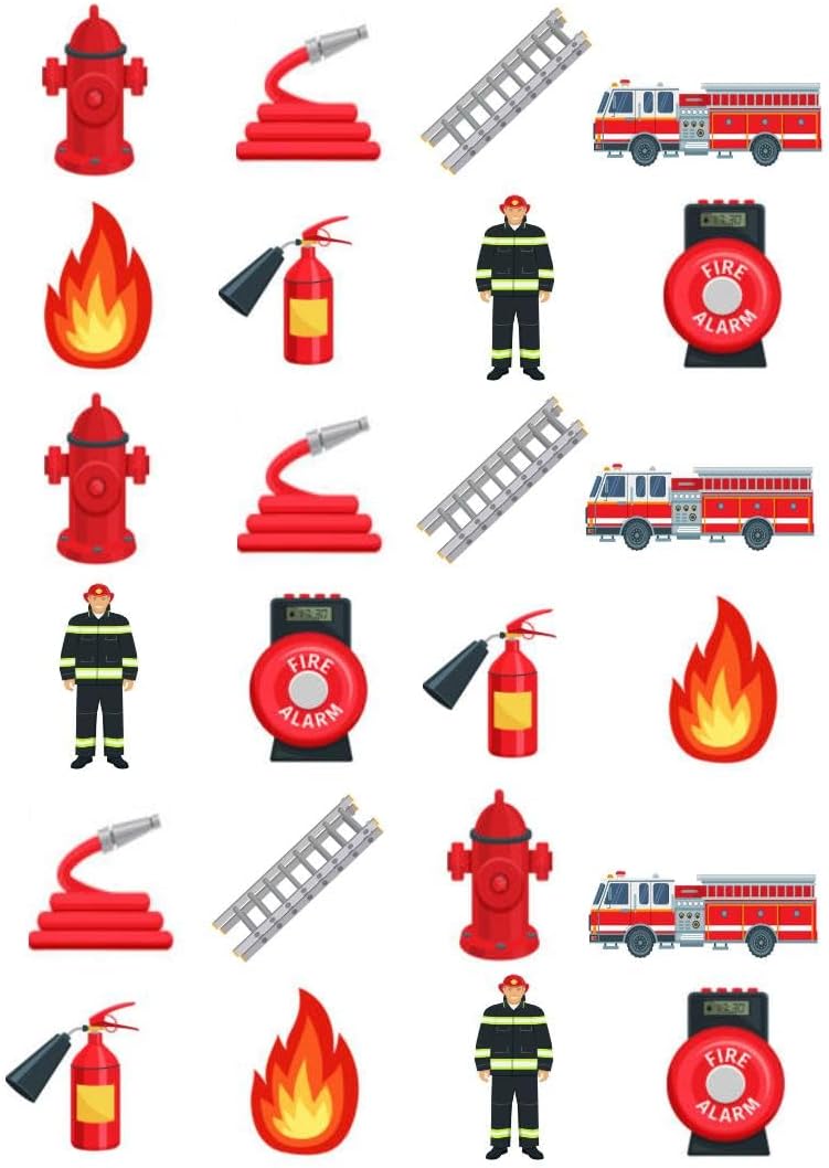 24 x Fire brigade Fireman Edible Rice Wafer Paper Cupcake Cake Toppers ...