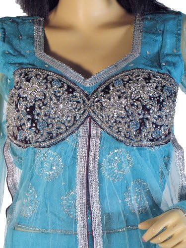 Amazon.com: Turquoise Indian Skirt Lehenga Exclusive Lengha Choli Dress ...