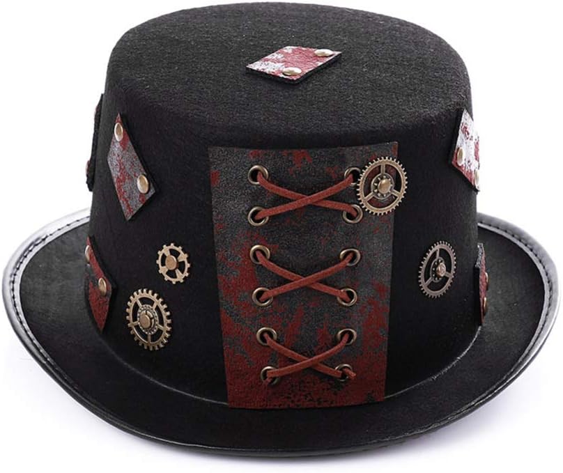Amazon.com: Amosfun Vintage Steampunk Hat Victorian Punk Top Hat ...