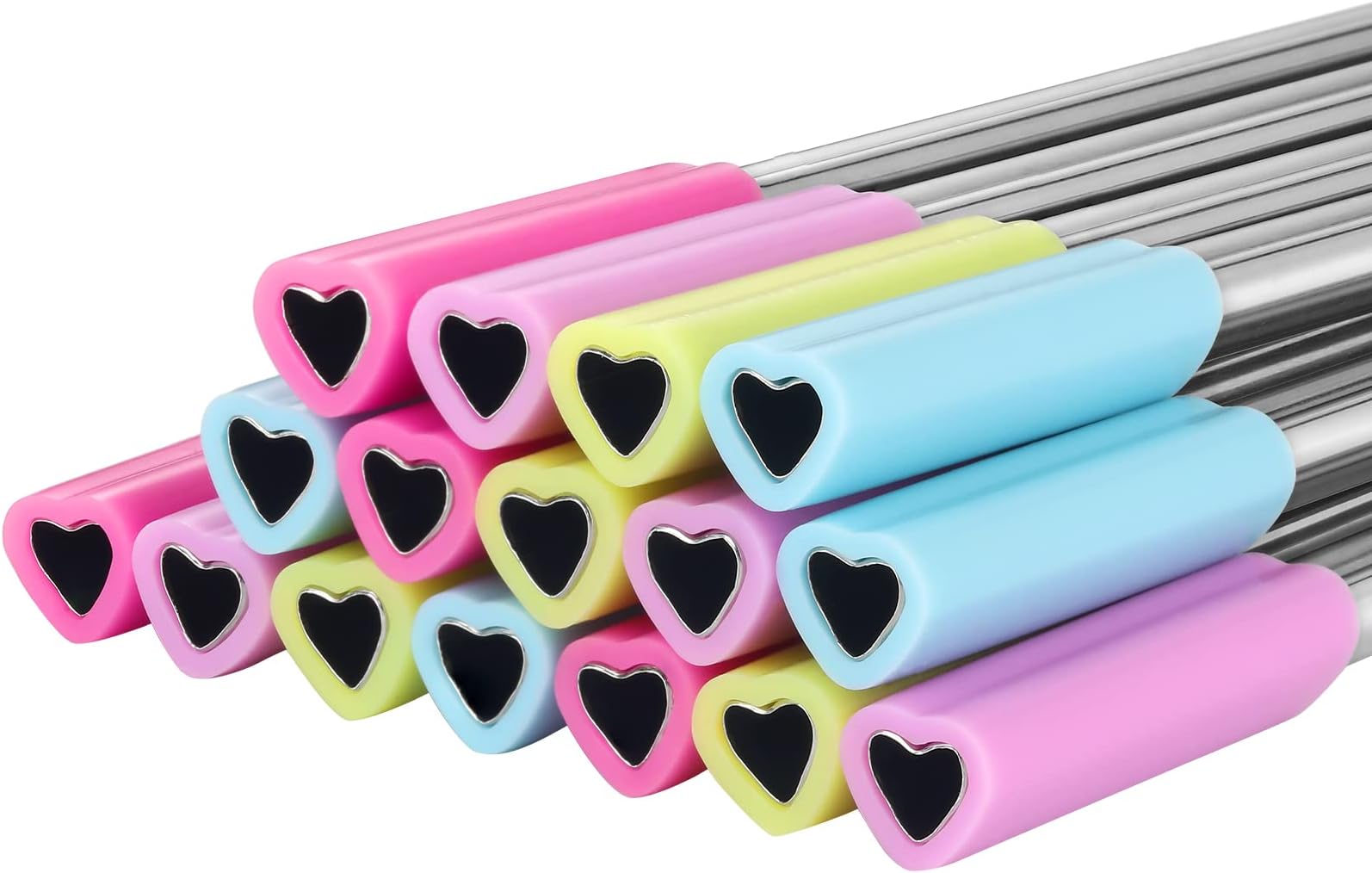Amazon.com: Jutom Heart Shaped Stainless Steel Straws with Silicone ...