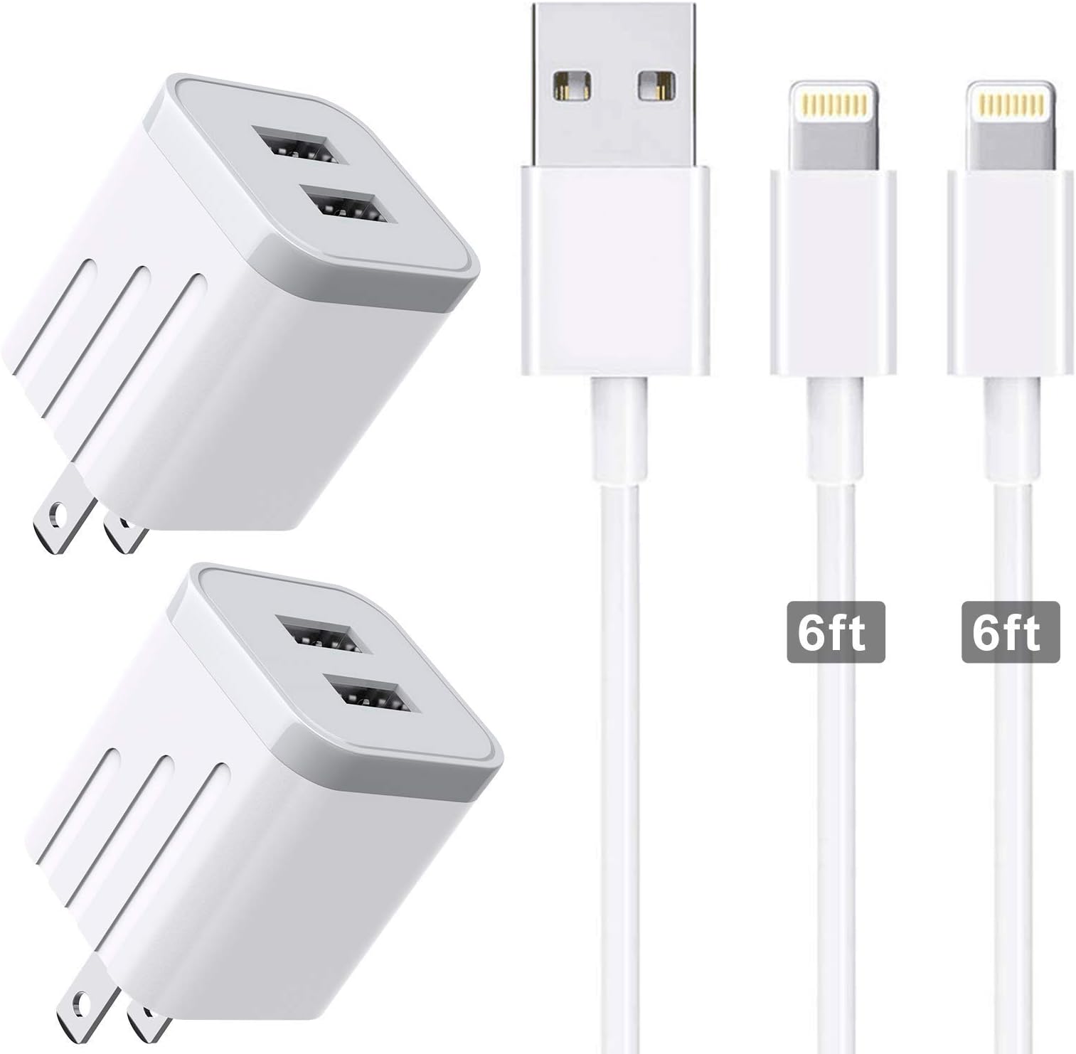 Amazon.com: CNANKCU iPhone Charger Double USB MFi Certified Cable (6 ...