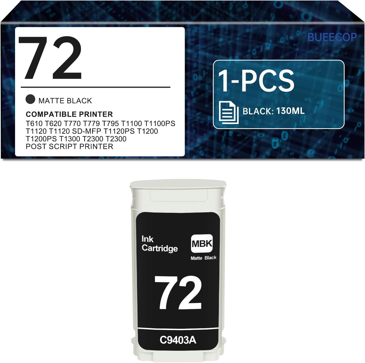 Amazon.com: 72 C9403A Matte Black Ink Cartridge Compatible with HP T610 ...