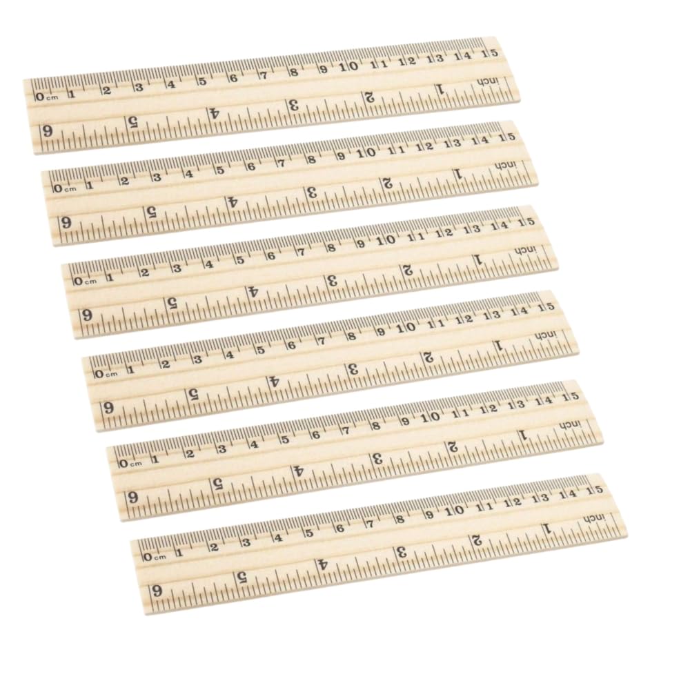 Amazon.com : 6 Pack Wood Ruler Student Rulers 6 Inch Rulers Wooden for ...