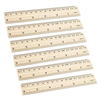 Amazon.com : 6 Pack Wood Ruler Student Rulers 6 Inch Rulers Wooden for ...