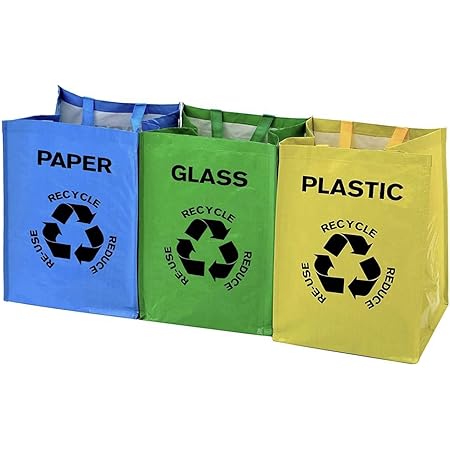 DIVCHI Set of 3 Large Multicoloured Heavy Duty Reusable Recycle Bags ...