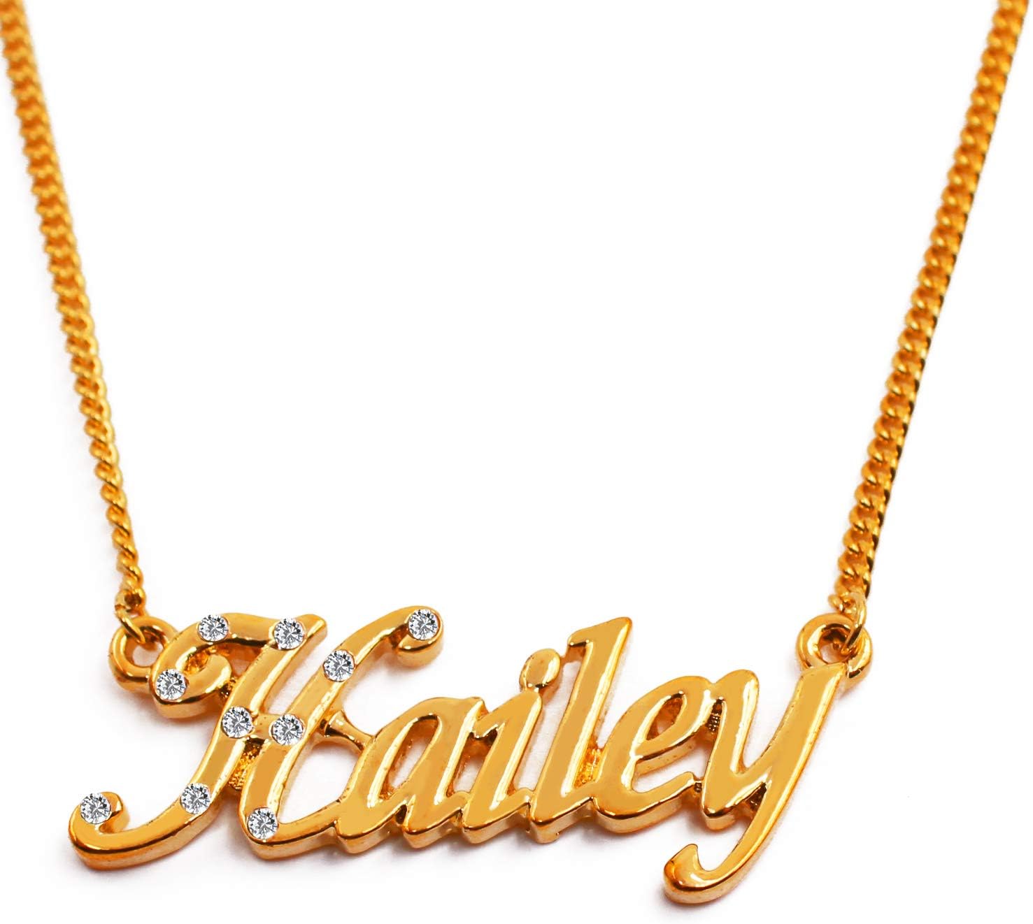 Amazon.com: Hailey Name Necklace 18K Gold Plated Personalized Dainty ...