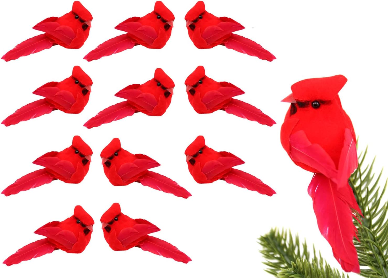 Amazon.com: Christmas Mini Cardinal Clip on Tree Ornaments Bird ...