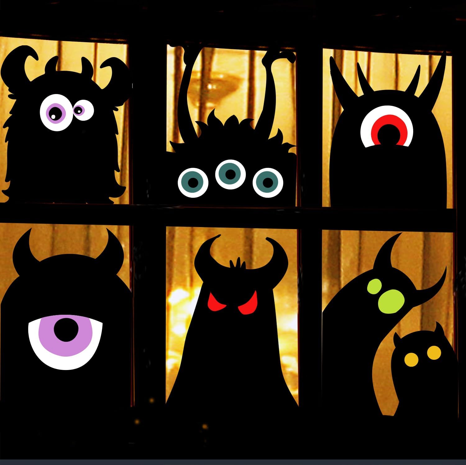 Amazon.com: Halloween Window clings Halloween Monster Window ...