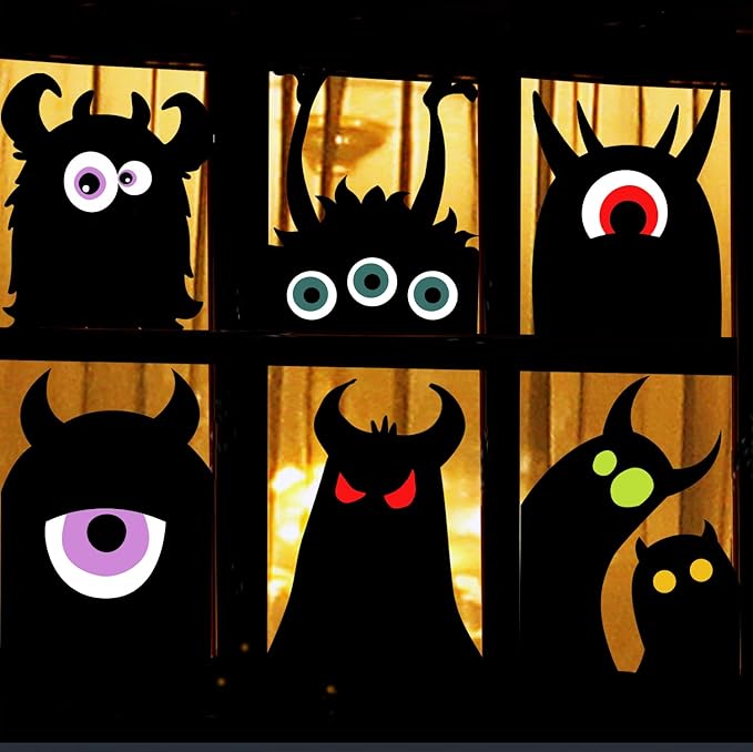 Amazon.com: Halloween Window clings Halloween Monster Window ...